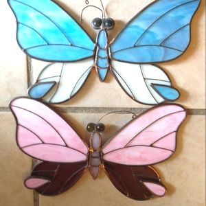 Vintage | Accents | Two Large Stain Glass Butterflies | Poshmark